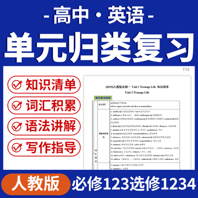 2025人教版高中英语单元归类复习知识清单词汇积累语法讲解写作指导必修123选修1234电子版资料