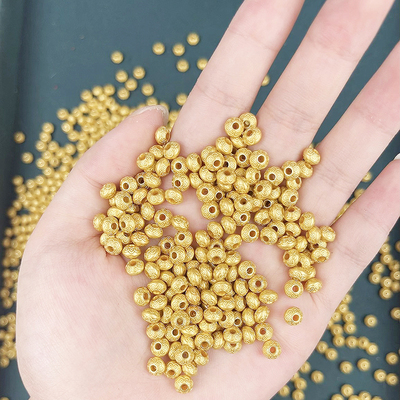 6mm沙金珠子小金珠哑光金古法金色隔珠DIY配手绳手链项链