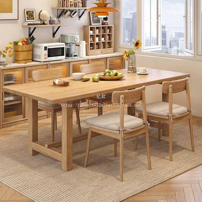 原木桌椅BT0814-0简约写字桌日式饭桌白木厅长桌实客木餐餐桌蜡橡