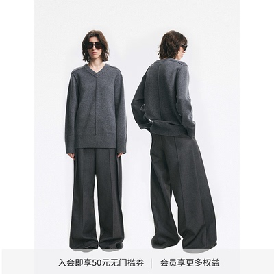 DIONYS*基础立体线V领针织衫