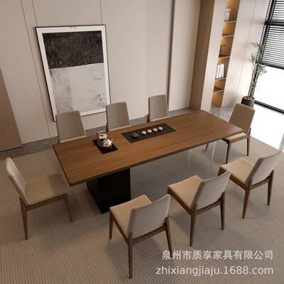 实木茶桌亚椅合意式极简茶台组BZO桌一体泡茶桌克力悬浮餐阳台小