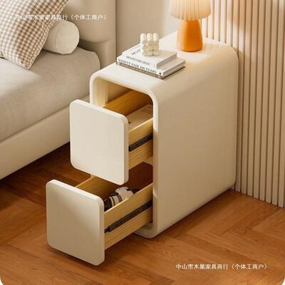 小户型床头柜窄安款代约小型窄简小免装轻奢窄边柜现奶油风GNI床