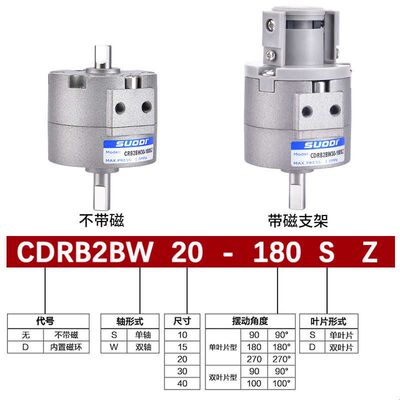 CRB叶片式旋转摆动气缸CDRB2BWU15-20-30-40-90 180 270度SZ厂家