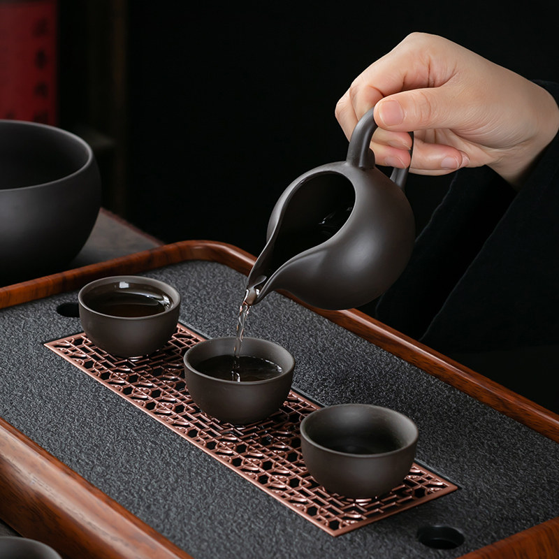 紫砂功夫茶具黑泥西施壶茶杯整套泡茶器三才碗闻香杯家用茶具套装