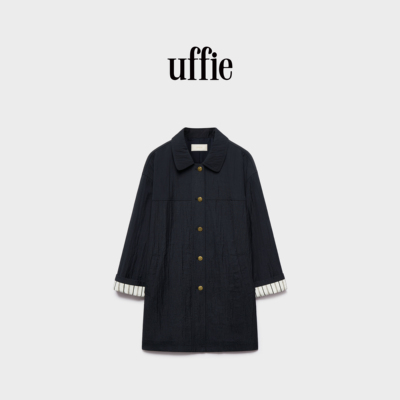 uffie于绘 机场 拼接翻领风衣外套