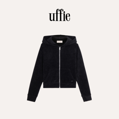 uffie于绘暗条纹连帽式拉链卫衣