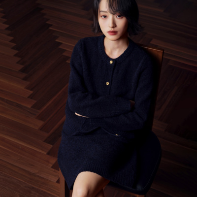 uffie蓝莓曲奇圈圈花呢针织外套