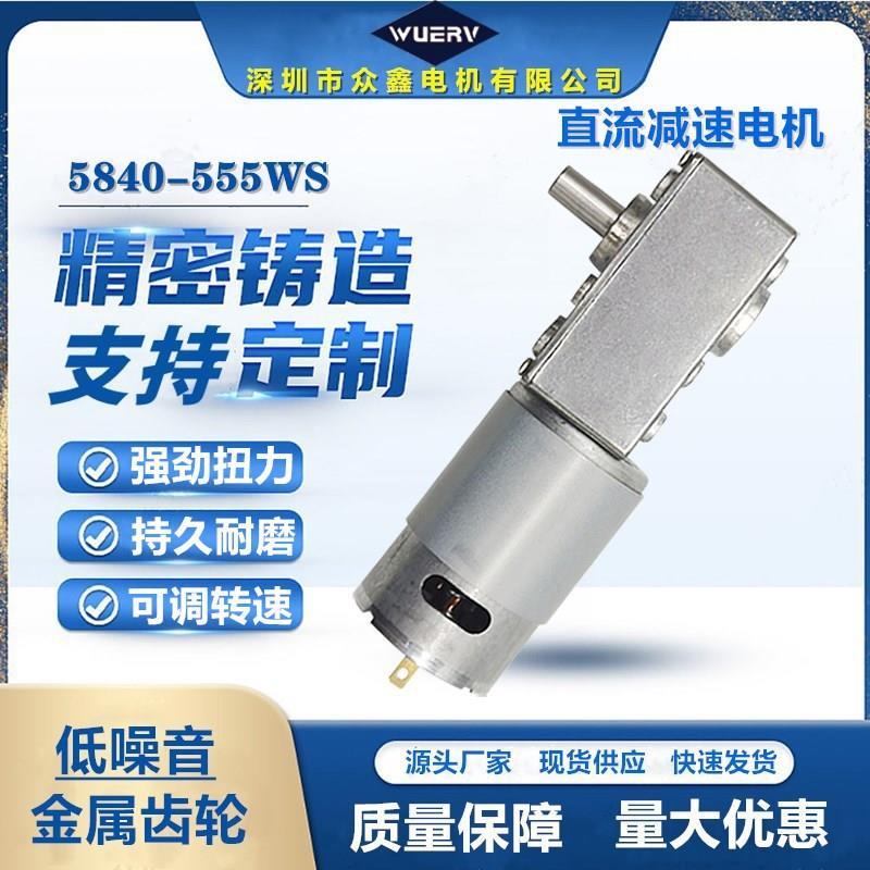 A58-555永磁直流微型减速电机12v24v大扭矩涡轮涡杆金属齿轮马达