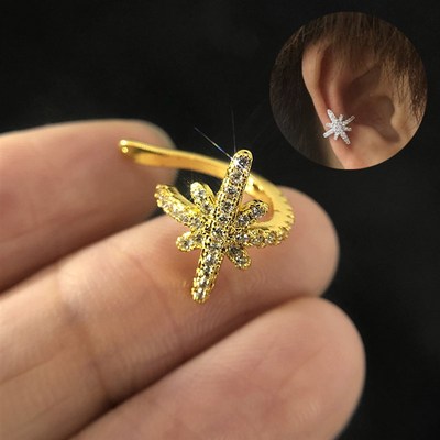 极速1PC Helix Concho Fake Piercing Cartilage Ear Cuff on Ear