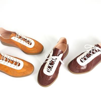 小众复古软面圆头系带厚底休闲鞋