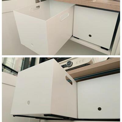 厨房改造伸缩免打孔无痕轨道储物箱加厚塑料正方收纳箱衣柜收纳盒