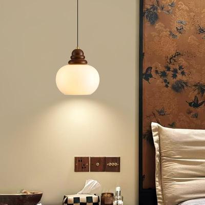中古风柿子小吊灯卧室床头吊线灯法式复古餐厅吧台灯玄关过道灯具