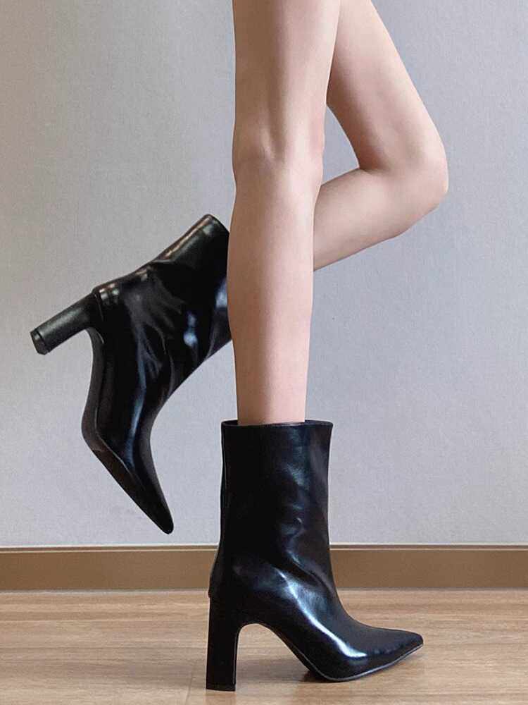 Cowhide Version! Black Short Boots for Women 24 New arrival Elegant ...