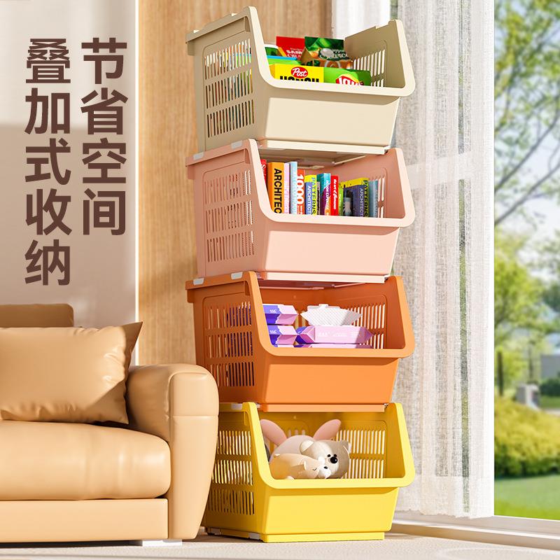 家用厨房菜篮子玩具收纳篮杂物整理收纳筐加厚落地多层夹缝置物架