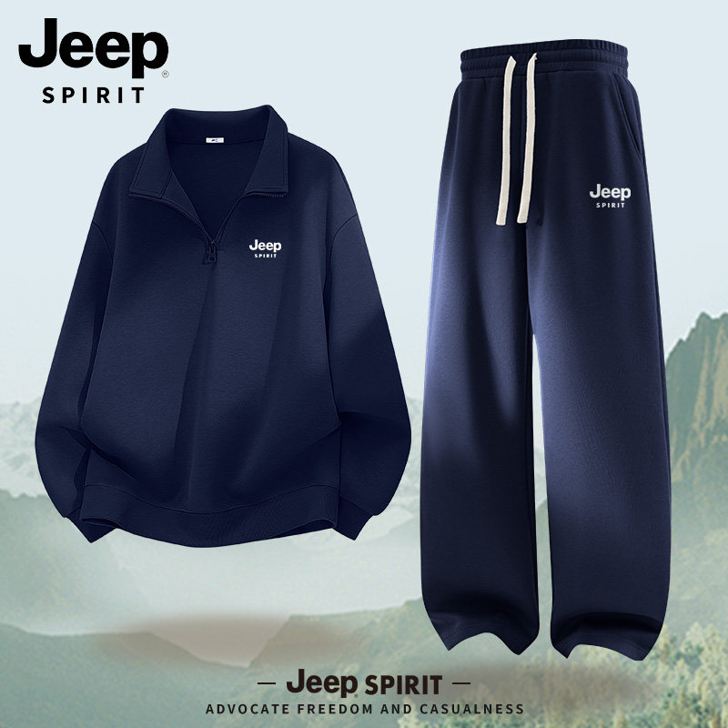 吉普JEEP男士秋季套装休闲运动卫衣裤子2026新款穿搭一整套男装R
