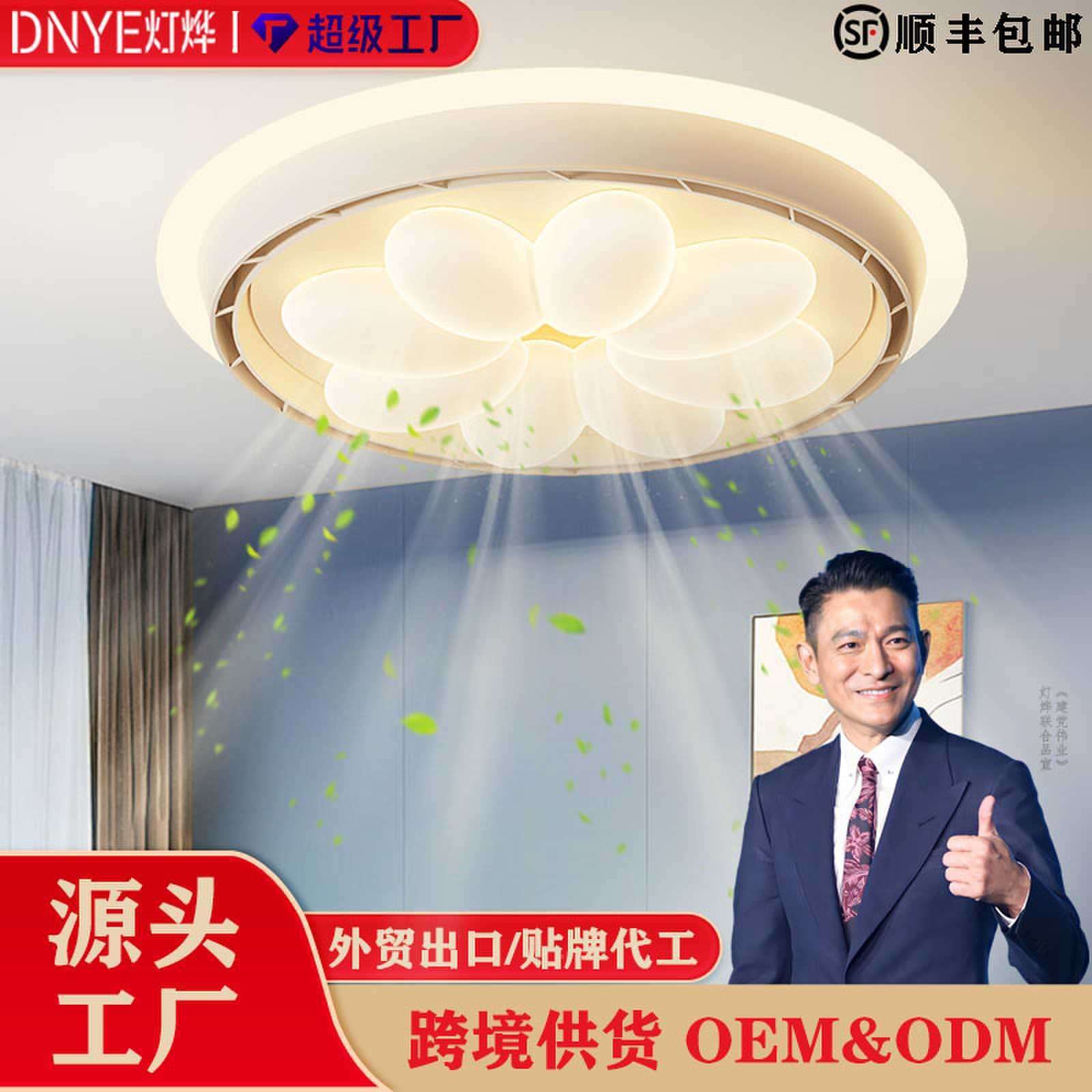 奶油风ORM无叶风扇2灯卧室吸顶温灯06新款馨创意男孩女2孩房间主