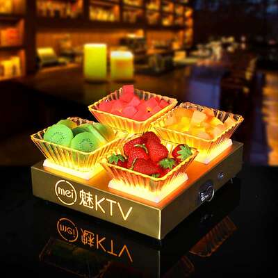 不酒吧光果盘拉丝锈钢奢四六发格KTV小吃碟水果TPW拼盘高档小吃轻
