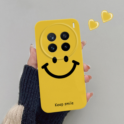 简约黄色笑脸新款适用vivX200手机壳时尚x200pro菲林硬壳x200promin网红男女vivox100/x100s保护套x100Ultra