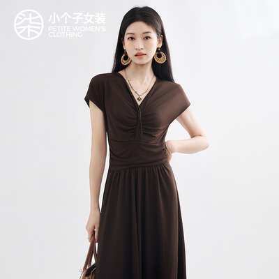 柒量一裁小个子V领女夏连衣裙