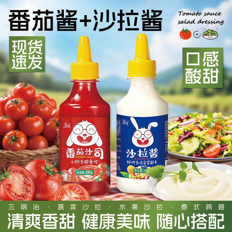 番茄酱沙拉酱挤压瓶装家用汉堡三明治酱料轻食专用水果蔬菜沙拉酱