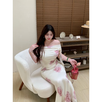 微胖显瘦‘’飘带碎花裙‘’长裙