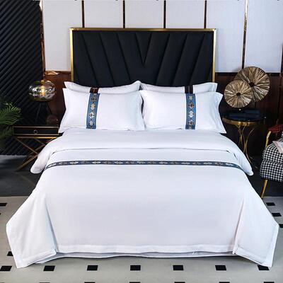 纯白色床单件套品酒四店民宿被子枕芯七风件套床笠布qx2025.2草床