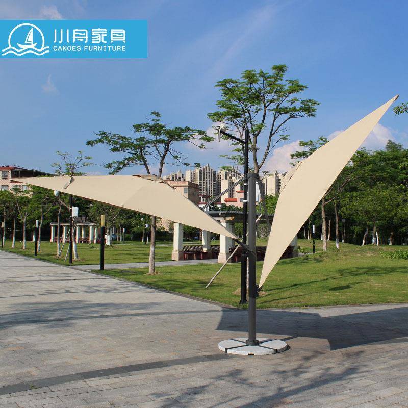 户外遮阳伞旋转可节双头伞防水景区庭可院伞室外花风园烧调烤挡大