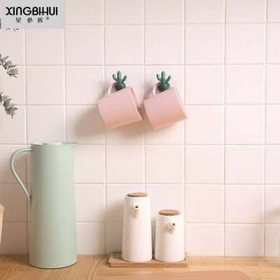 极速创意infs热带风仙人掌挂钩强力门後免钉挂钩厨房卧室墙壁黏鈎