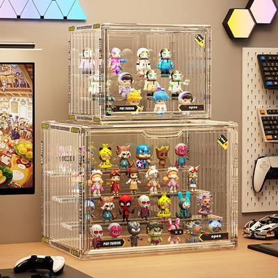日本SA盲盒收纳展示架亚克力透明泡泡玛特大容量阶梯式手办收纳盒