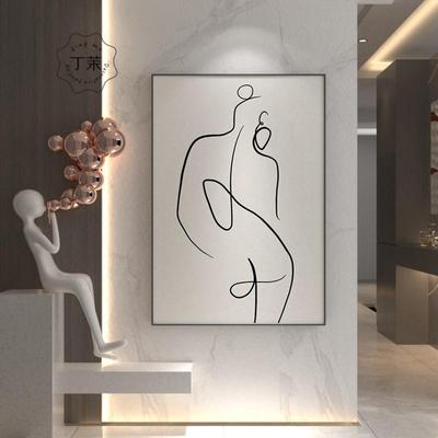 抽象人体线条入口大厅装饰画高端样板房客厅沙发背景墙Normcore落
