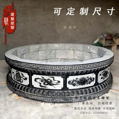 墓碑坟圈围石坟包圆形土坟基石农村土葬墓地大理石花岗岩浮雕定做