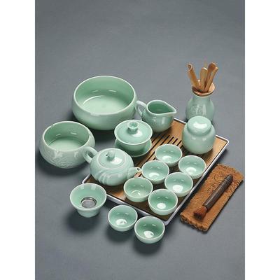 胖东来景德镇青瓷功夫茶具套装陶瓷家用盖碗茶壶茶杯小套办公简约