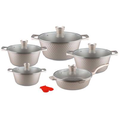 小钻12PCS件套锅具套装不粘汤锅煎锅套装铝压铸锅炊具麦饭石pan