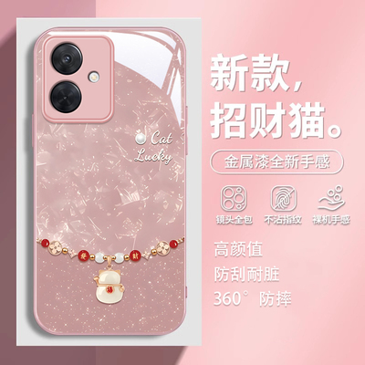 适用oppoA3i手机壳新款A2m招财猫opp0防摔a2x可爱女网红A3pro液态玻璃a11x高级感a3pro新年a11s镜头全包a32
