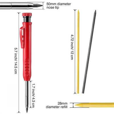 极速2Pcs Solid Carpenter Pewncil With 18PCS Refills Woodwork