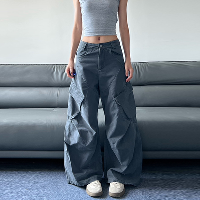 JADEQILIN美式高街cleanfit解构设计立体裁剪气质百搭工装裤