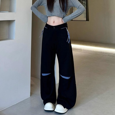 高级感小众条纹休闲松弛感长裤子