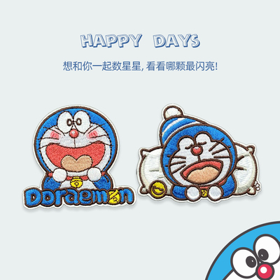 自粘款刺绣叮当猫布贴