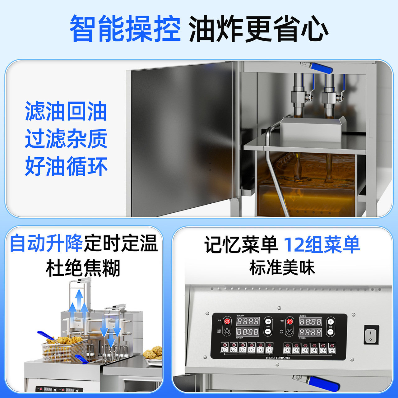 匠能炸炉商用自动升降炸锅大容量立式双缸智能炸鸡薯条油炸锅