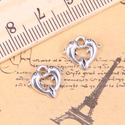 极速192pcs Jewelry Charms double dolphin 11x11mm AntiYque Si