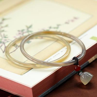 极速镯细叮当天然玉髓手镯极玉镯条玛瑙莲蓬镯子S女冰种菸灰吊坠