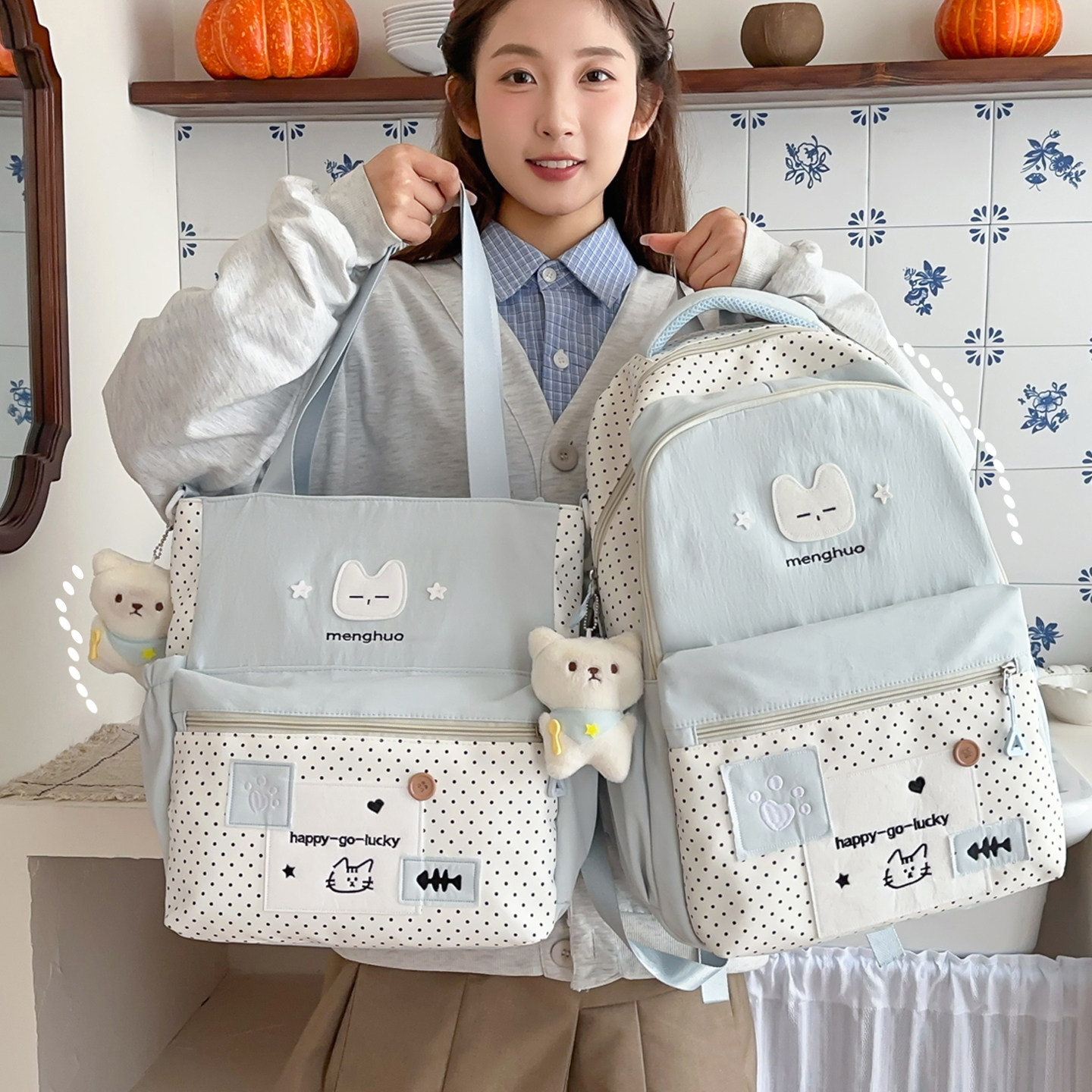 书包小学生三到六年级高颜值ins风初中生双肩包可爱猫咪女孩背包