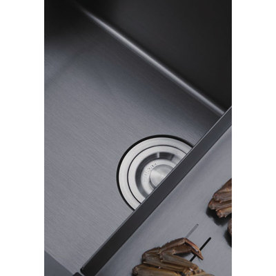 极速橱柜厨房网红黑色大号单槽水槽洗碗槽304T不锈钢黑色洗菜盆