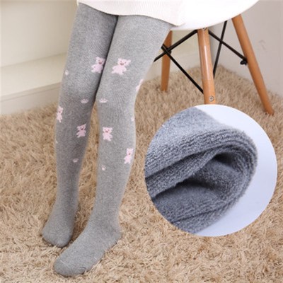 春秋冬款女童宝宝连裤袜毛圈加厚全棉针织儿童打底裤连脚袜子纯棉
