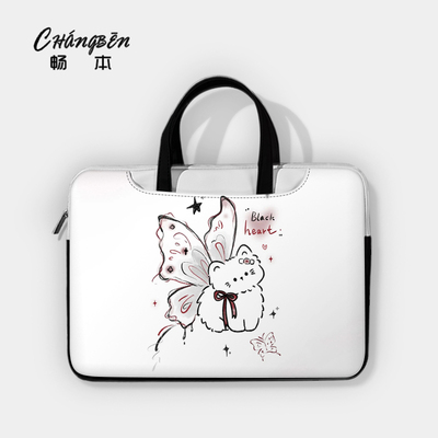 可爱猫咪笔记本手提电脑包适用苹果macbookair13华为matebookd联想小新pro14内胆包戴尔华硕15.6荣耀16保护套