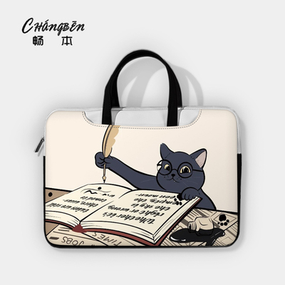 可爱猫咪笔记本手提电脑包适用苹果macbookair13华为matebookd联想小新pro14内胆包戴尔华硕15.6荣耀16保护套