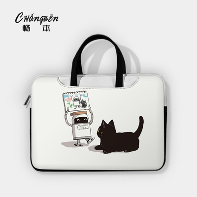 可爱猫咪笔记本手提电脑包适用苹果macbookair13华为matebookd联想小新pro14内胆包戴尔华硕15.6荣耀16保护套