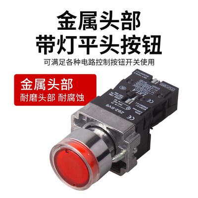 带灯平头按钮开关 XB2-BW31M1C AC220V ZB2-BE101C 一常开 一常闭