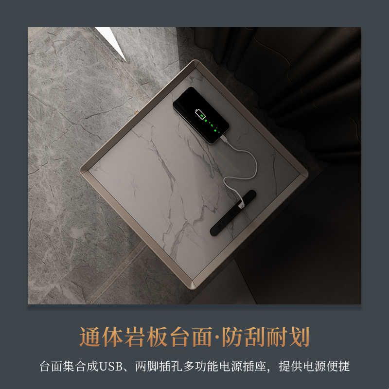 全实木床头柜轻奢卧室床边柜简约现代高级感小型智能免安装收纳柜