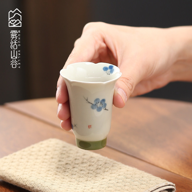 中式陶瓷茶杯闻香杯功夫茶具品茗杯家用主人杯茶道花口杯茶盏单杯